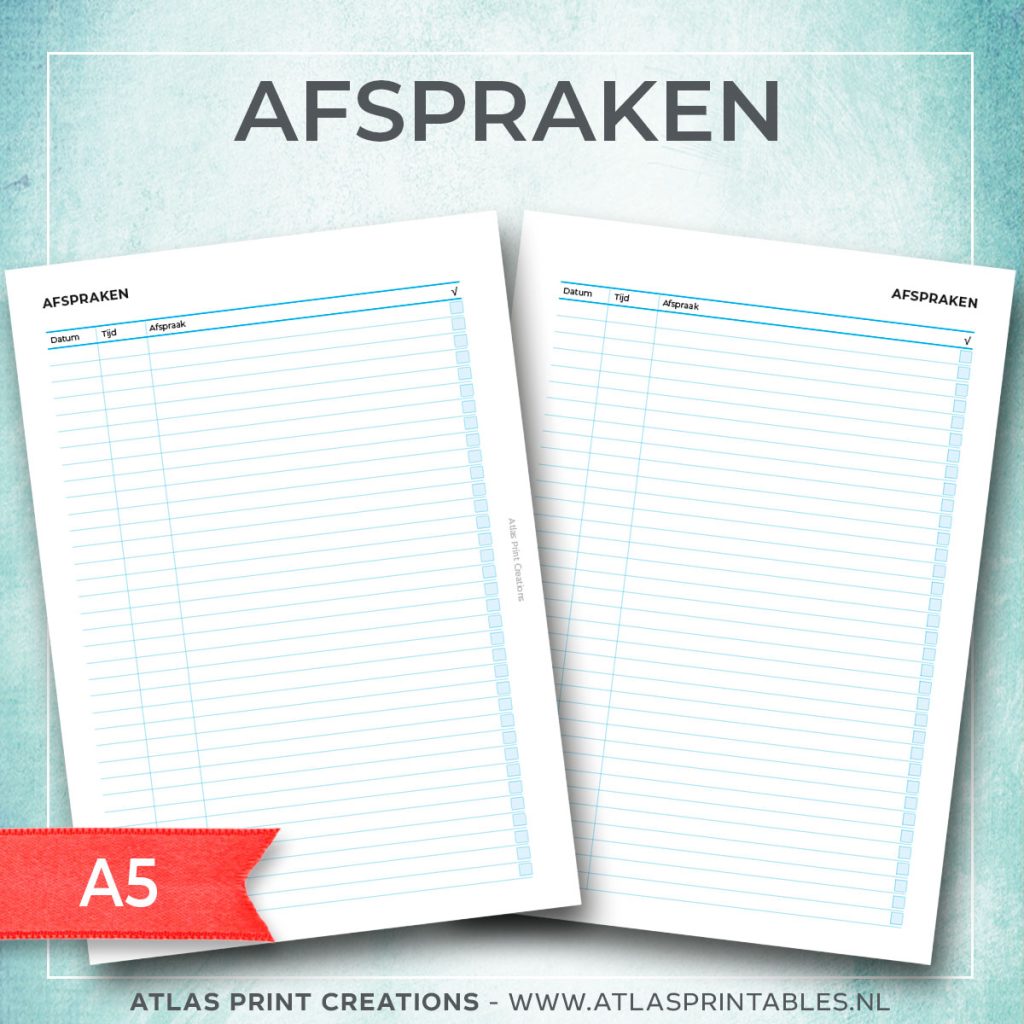 A5 - Afspraken (2023) - Online Printables shop